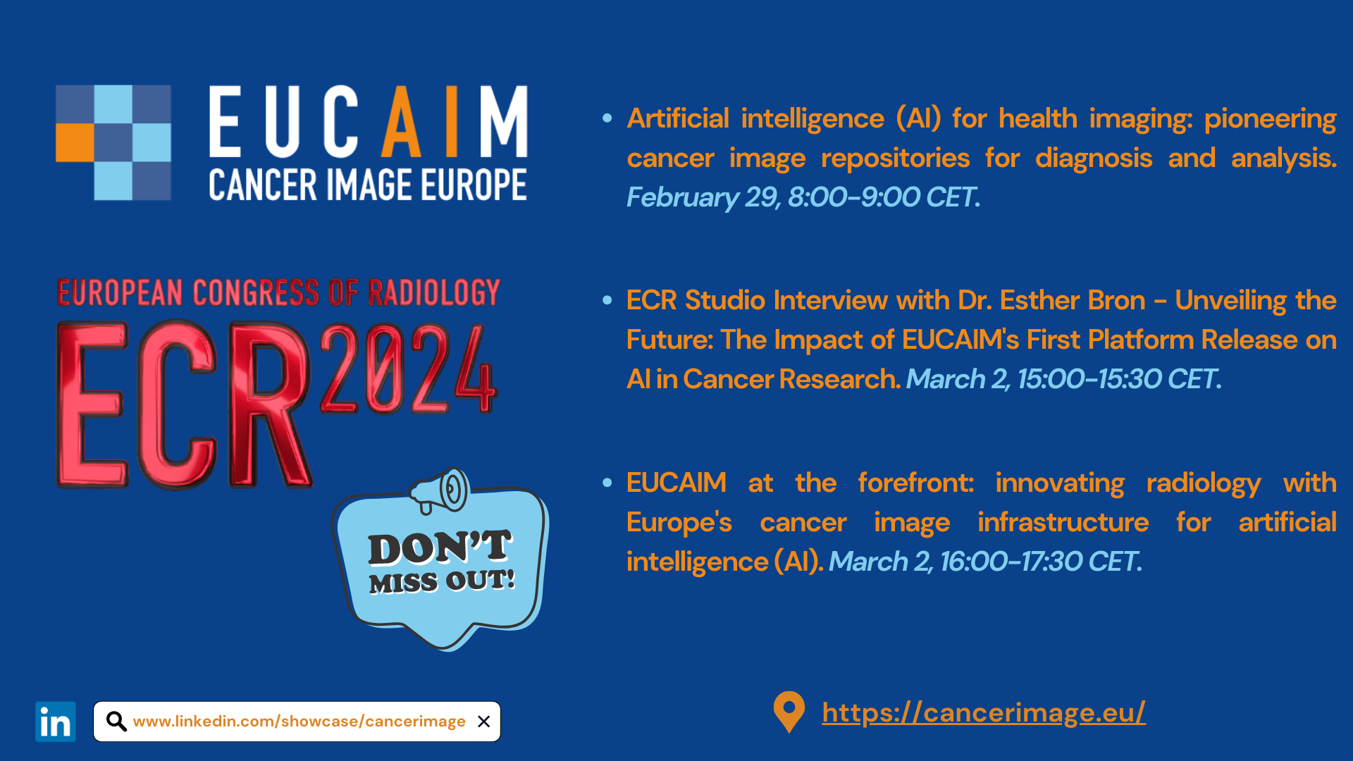 EUCAIM at the European Congress of Radiology 2024 - Cancer Image Europe